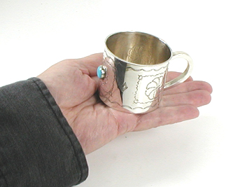 Authentic Native American Indian Sterling Silver and turquoise Baby Cup ...