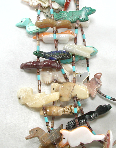 five strand mixed animal fetish necklace 28 inches long