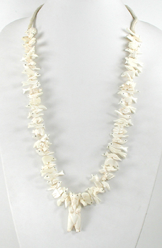 Stacked Animals necklace of bone with faux squaw wrap 28 inches long