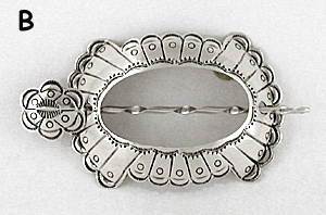 JoAnn Silver Navajo Stamped Sterling Silver hair stick barrette BAR116
