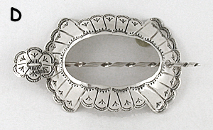 JoAnn Silver Navajo Stamped Sterling Silver hair stick barrette BAR116