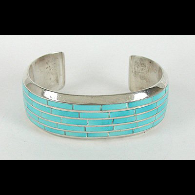 Authentic Native American Sterling Silver and turquoise inlay Bracelet ...