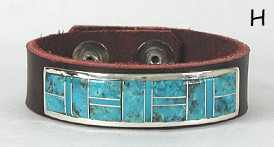Edison Yazzie Navajo Sterling Silver and Stone Inlay Snap Leather ...