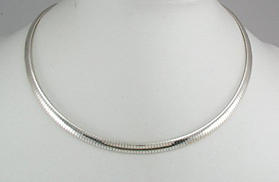 Sterling Silver Domed Omega Necklace