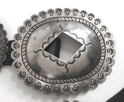 Vintage Navajo First Phase-Style sterling silver concho belt