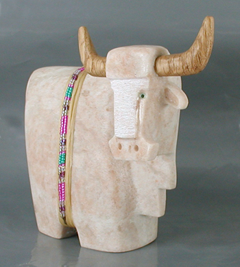Harold Davidson Navajo Large Longhorn Fetish Carving FT423