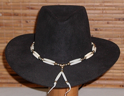 Tony Monroe Lakota bone hair pipe Hat Band with Dangles HB16