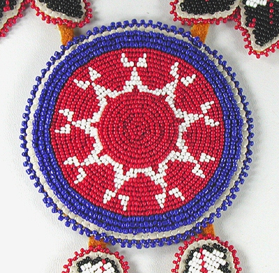 Shannon Fast Horse Lakota beaded shield and feathers pendant NBJ-06