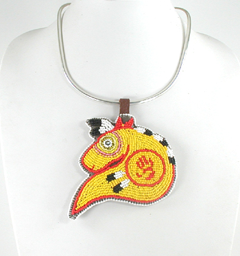 Authentic Native American hand beaded yellow horse head red hand ...