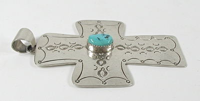 Sterling Silver and Turquoise Cross Pendant