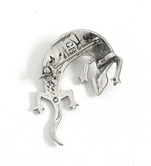 Charlie Bowie Navajo NOS Sterling Silver Lizard Pin Pendant PN558
