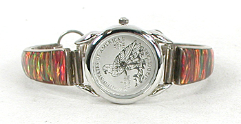 sterling silver and opal inlay watch tips with toggle and ring clasp ...