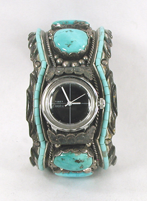 authentic Native American sterling silver and turquoise Watch Cuff by ...