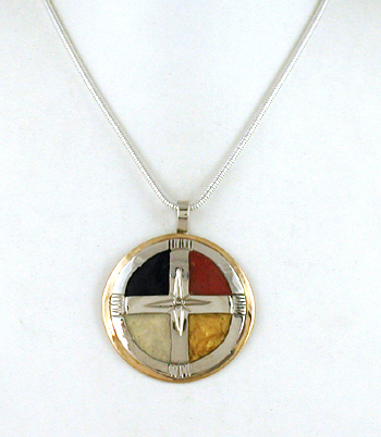 Mitchell Zephier Lakota Four Directions Medicine Wheel Pendant NP750