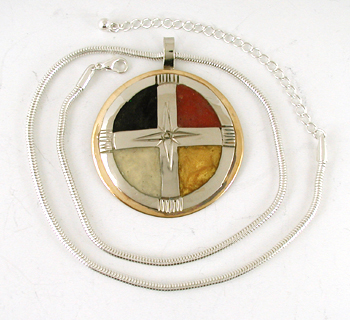 Mitchell Zephier Lakota Four Directions Medicine Wheel Pendant NP750