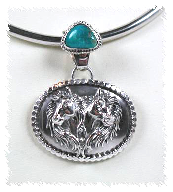 Authentic Navajo Sterling Silver Horse Mural Pendant
