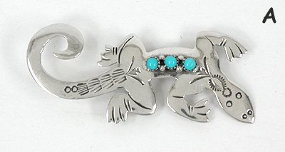 Authentic Navajo Lizard Pin Sterling Silver and turquoise by Lambert ...