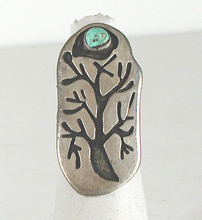 Vintage sterling silver Turquoise Tree ring size 6 1/2