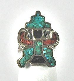 NOS Sterling Silver Chip Inlay Knifewing Ring size 4 VR309
