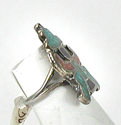 NOS Sterling Silver Chip Inlay Knifewing Ring size 4 VR309