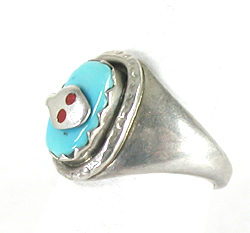 Calavaza Zuni Turquoise and Coral Snake Ring VR384